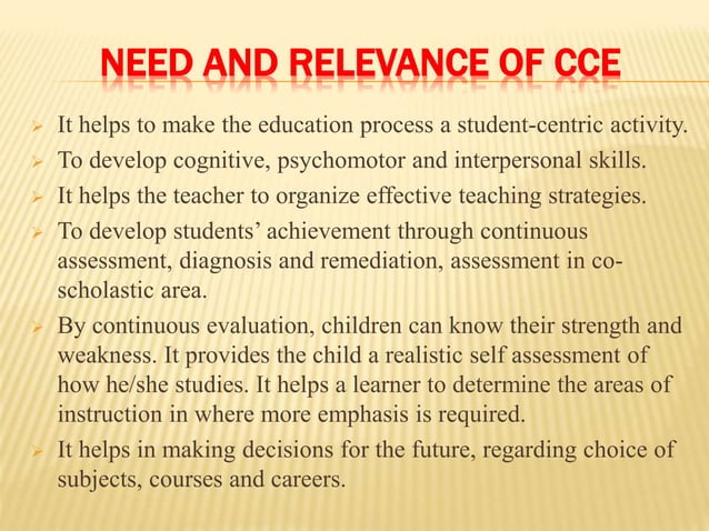 CONTINUOUS AND COMPREHENSIVE EVALUATION(CCE) | PPTX