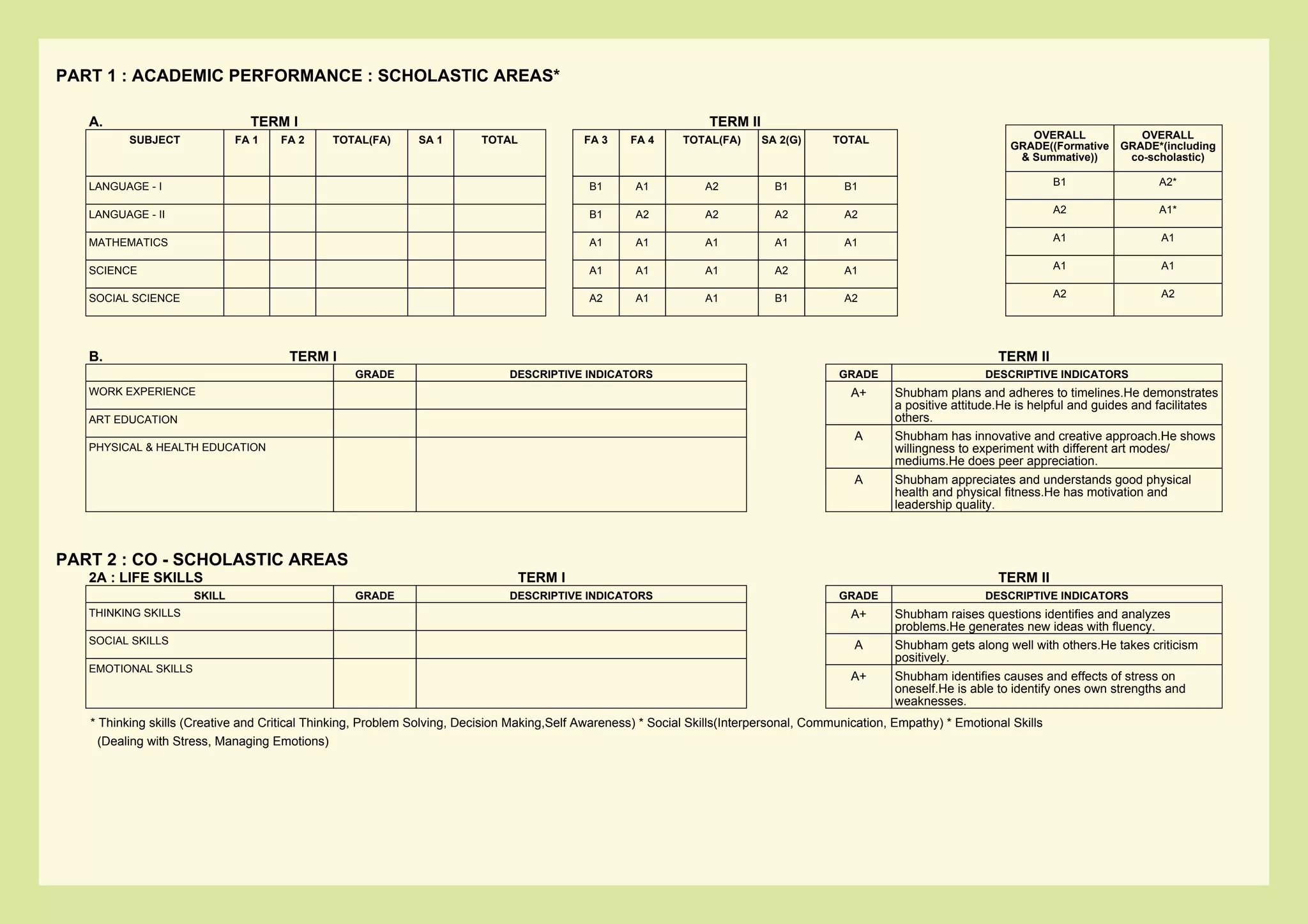 CBSE CCE Report Card With Upscaling | PDF