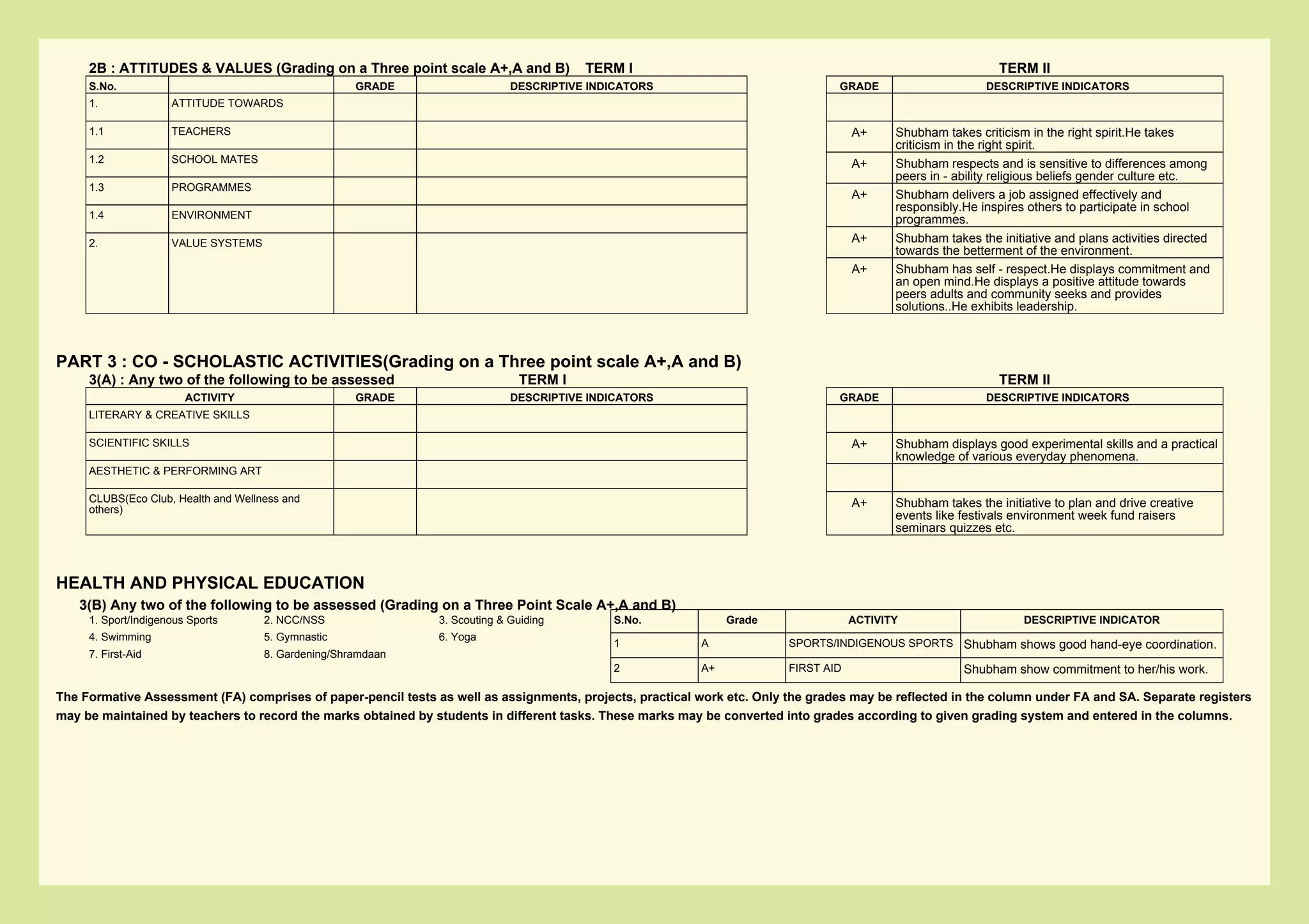 CBSE CCE Report Card With Upscaling | PDF