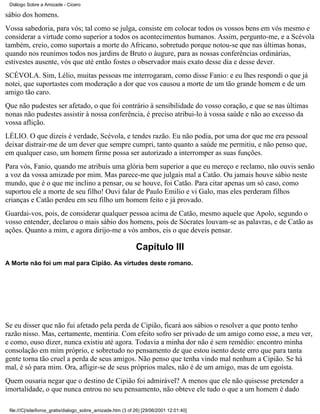 CÍCERO, Marco Túlio. Diálogo sobre a amizade (Laelius de amicitia) | PDF