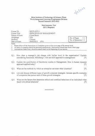 BITS QUESTIONS PAPERS | PDF