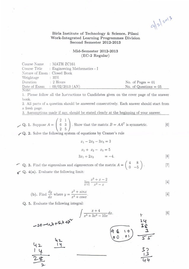BITS QUESTIONS PAPERS