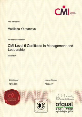 CMI Certificate | PDF