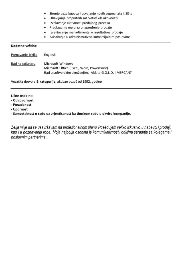 Vesna Božić, CV | DOCX