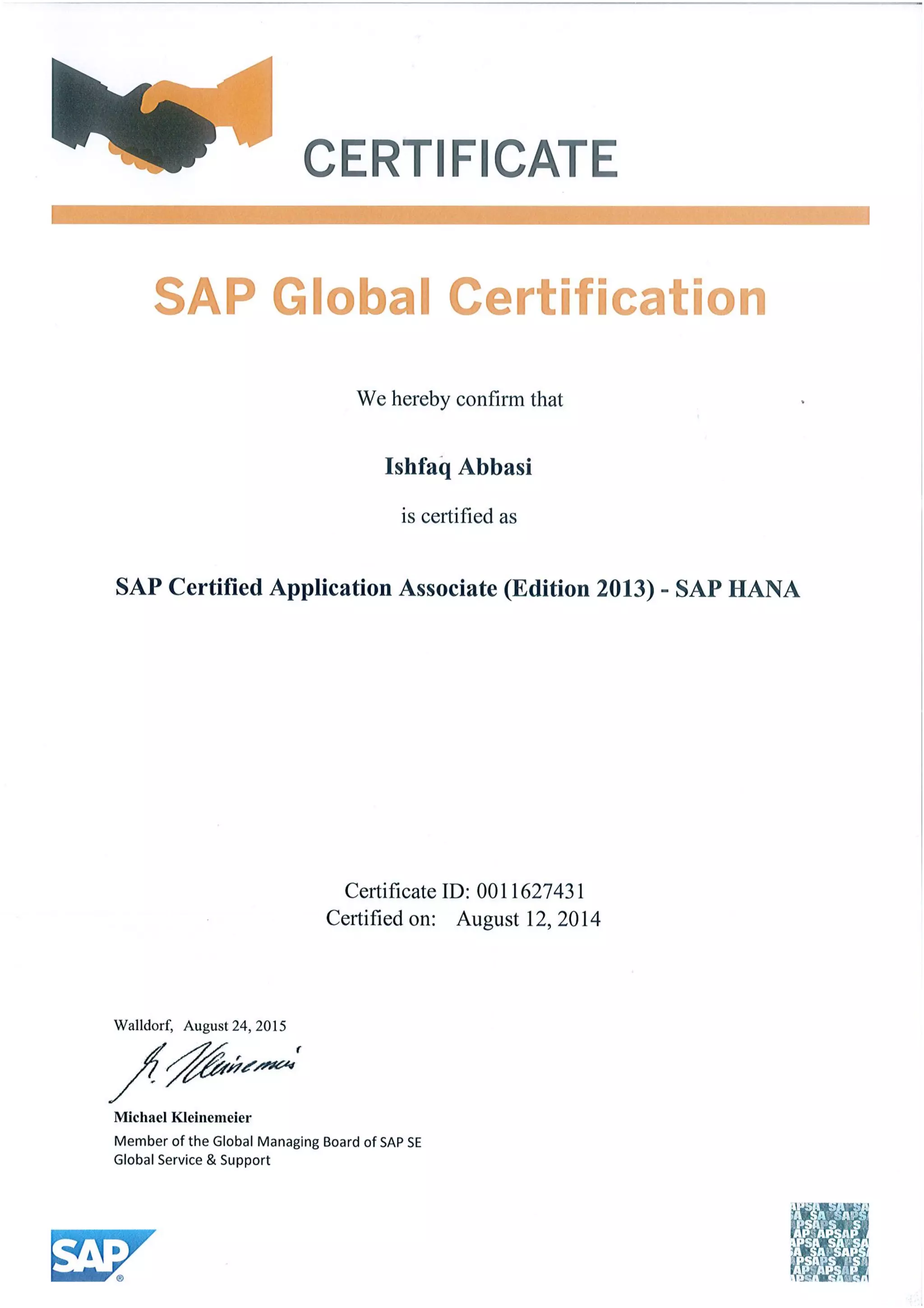 SAP HANA CERTIFICATE | PDF