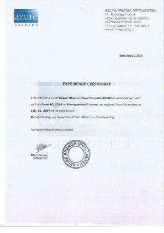 Azure Experience Letter | PDF | Cloud Computing | Internet