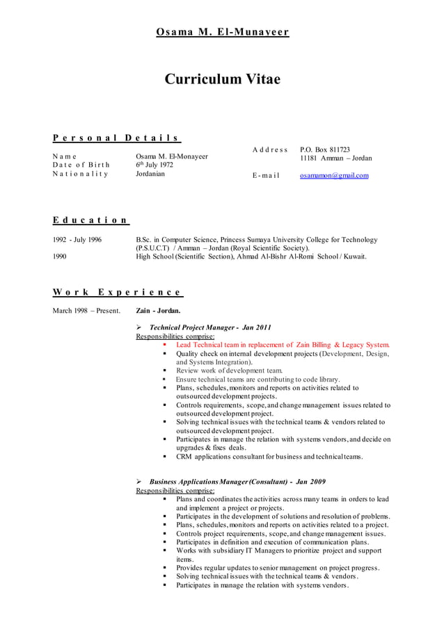 Osama_CV | DOCX | Business | Business and Finance