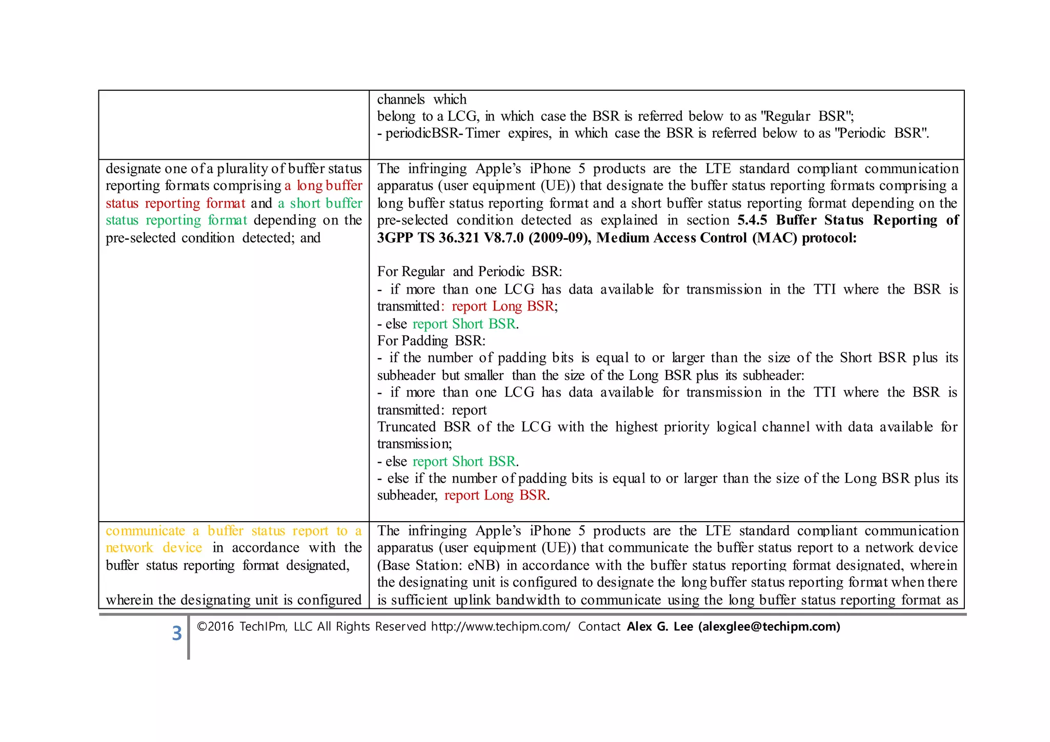 LTE iPhone Claim Chart for Cellular Communications Equipment v. Apple ...