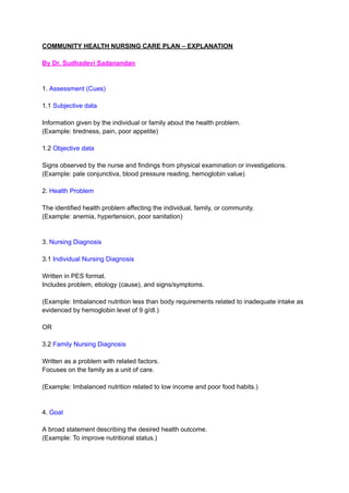 CHN care plan - Dr. Sudhadevi Sadanandan | PDF