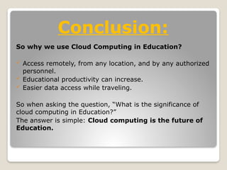 Cloud computing in education by bca student | PPTX