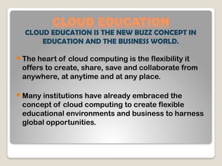 Cloud computing in education by bca student | PPTX