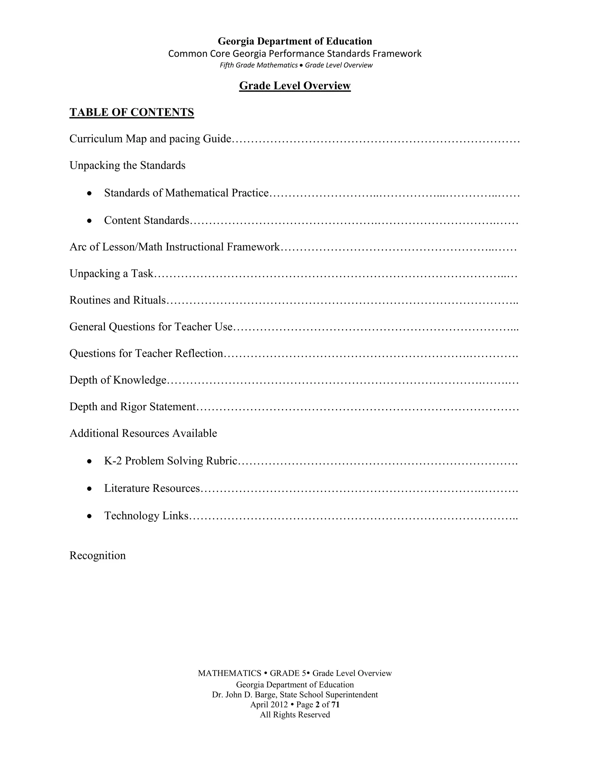 Ccgps math 5_grade_leveloverview | DOCX | Homework and Study | Education