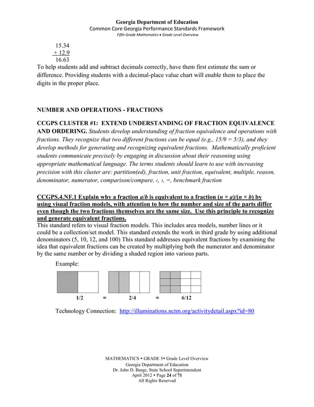 Ccgps math 5_grade_leveloverview | DOCX | Homework and Study | Education