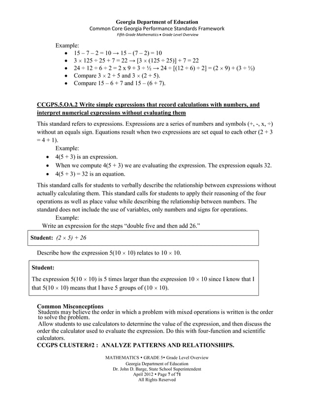 Ccgps math 5_grade_leveloverview | PDF