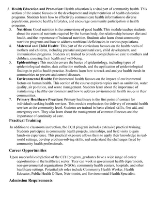 Certificate Community Health CCH - DIPS | PDF