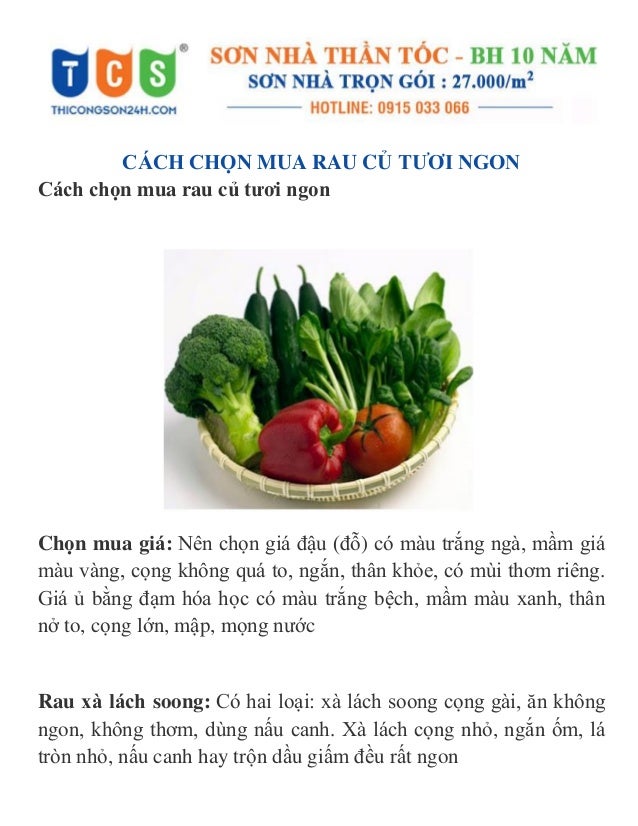 Cách chọn mua rau củ tươi ngon