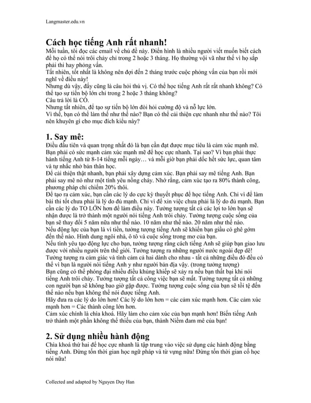 Cách học tiếng anh rất nhanh | PDF