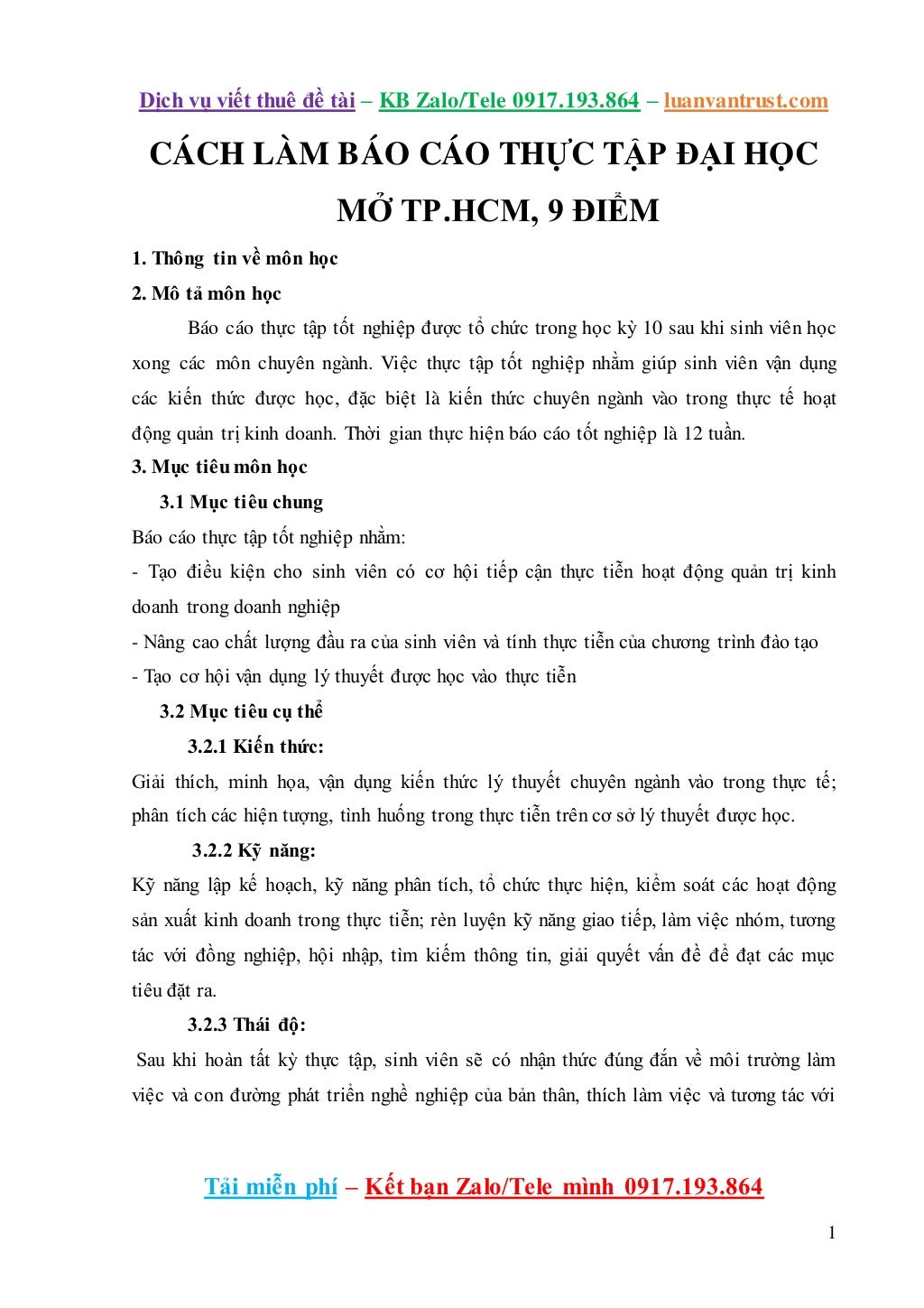 Cách làm báo cáo thực tập đại học mở tp.hcm, 9 điểm.doc