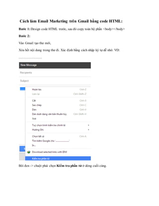 Cách làm email marketing trên gmail bằng code html | DOCX