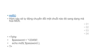 Các hàm thông dụng có sẵn trong php | PPT