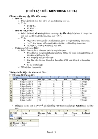 Các hàm thông dụng trong ms excel | DOC