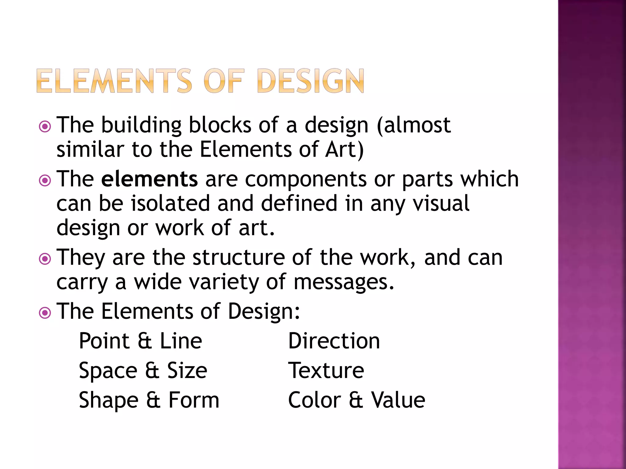 Cci1 lec 7 definition of design its elements and principle | PPTX ...