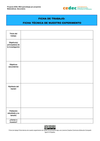 4ficha tecnica de nuestro experimento | PDF