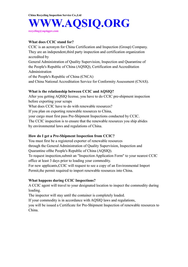 Ccic certificate | PDF