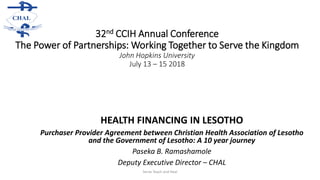 Health Financing in Lesotho FBO Government Partnership | PPT