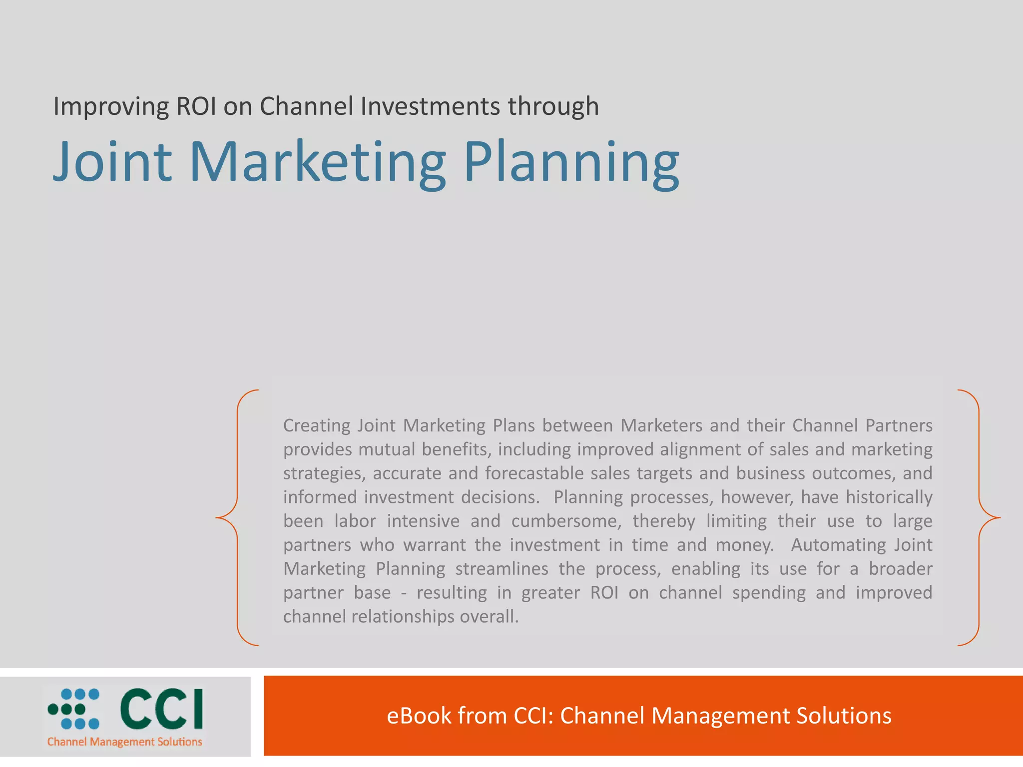 Joint Marketing Planning with Partners | PPT