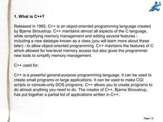 C, C++ Interview Questions Part - 1 | PPT