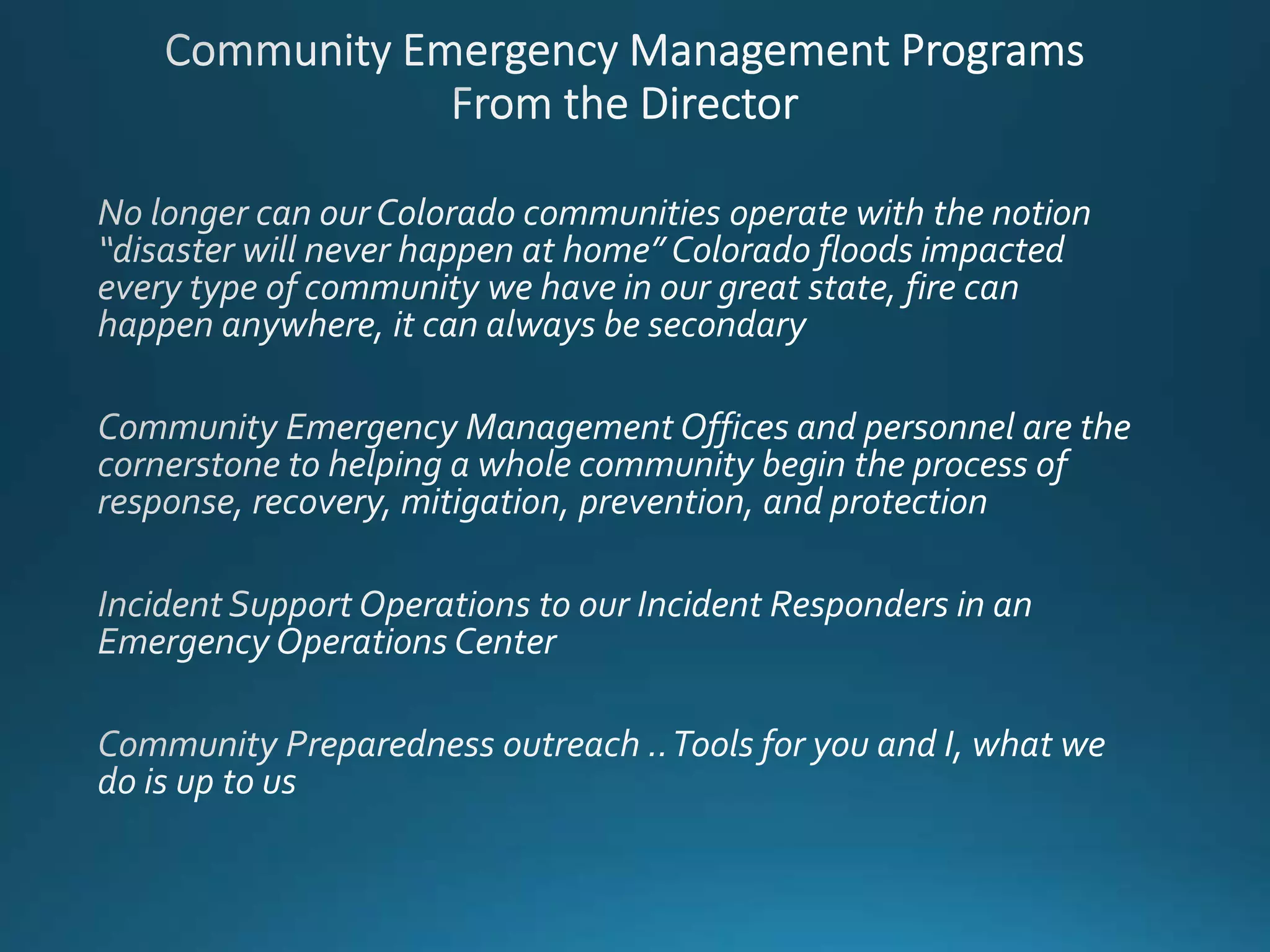 Colorado Emergency Management Overview | PPTX