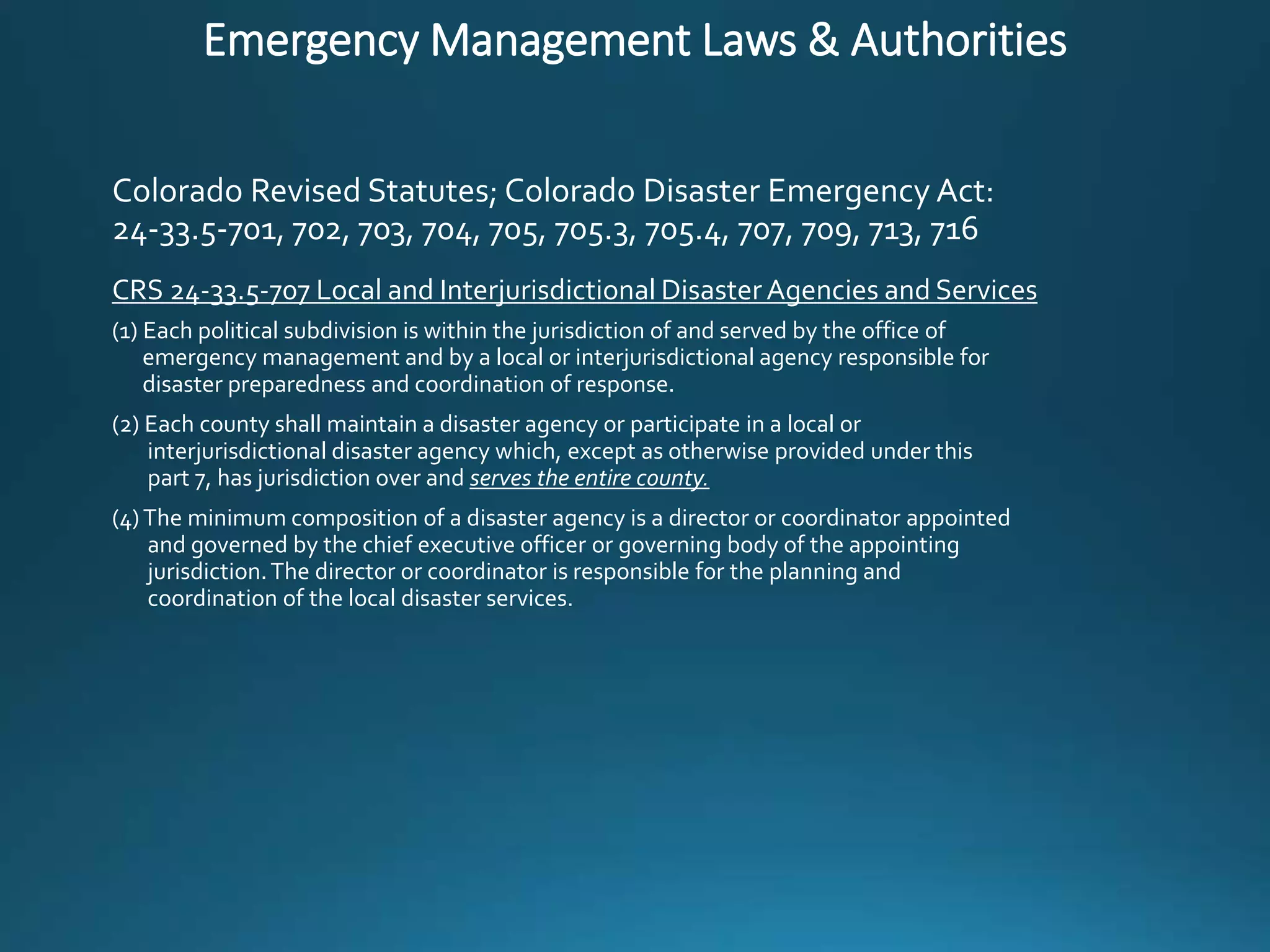 Colorado Emergency Management Overview | PPTX