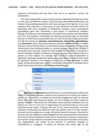 Theories of Personality | DOCX | Genetics | Science