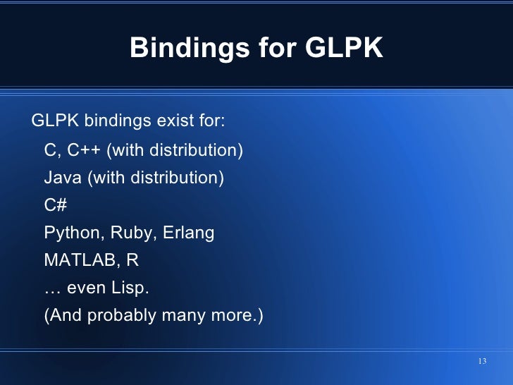 Applying Linear Optimization Using Glpk