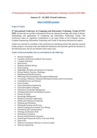 4th International Conference on Computing and Information Technology ...