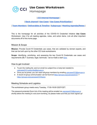 Cci use cases workstream | PDF