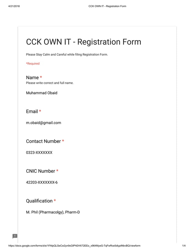 CCK Own It.... Registration form instructions | PDF