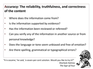 Information Literacy: Evaluating Sources | PPTX