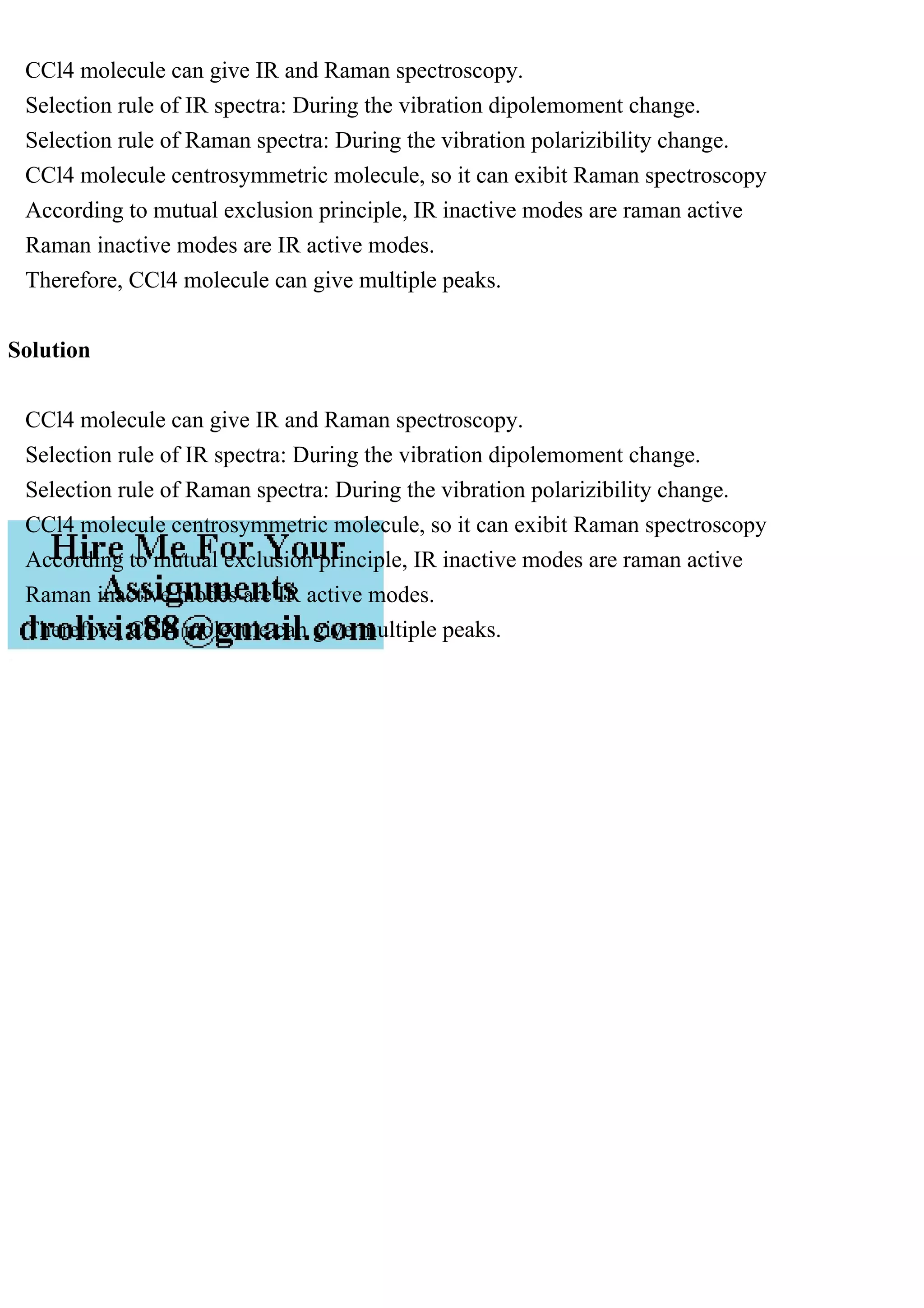 CCl4 molecule can give IR and Raman spectroscopy. Selection r.pdf