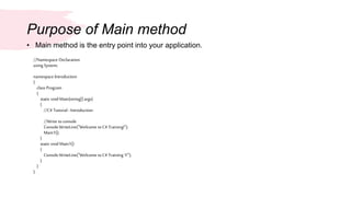 C# Class Introduction | PPT