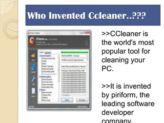 Ccleaner presentation | PPTX | Operating Systems | Computer Software ...