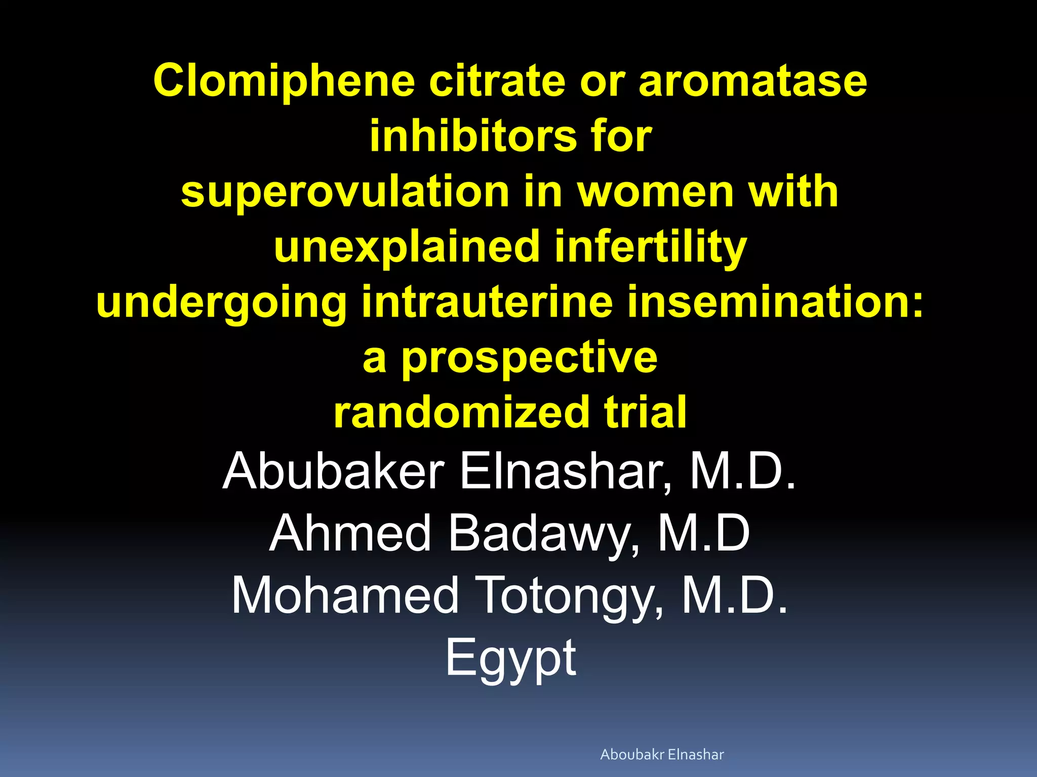 Clomiphene citrate or aromatase inhibitors for superovulation in women ...