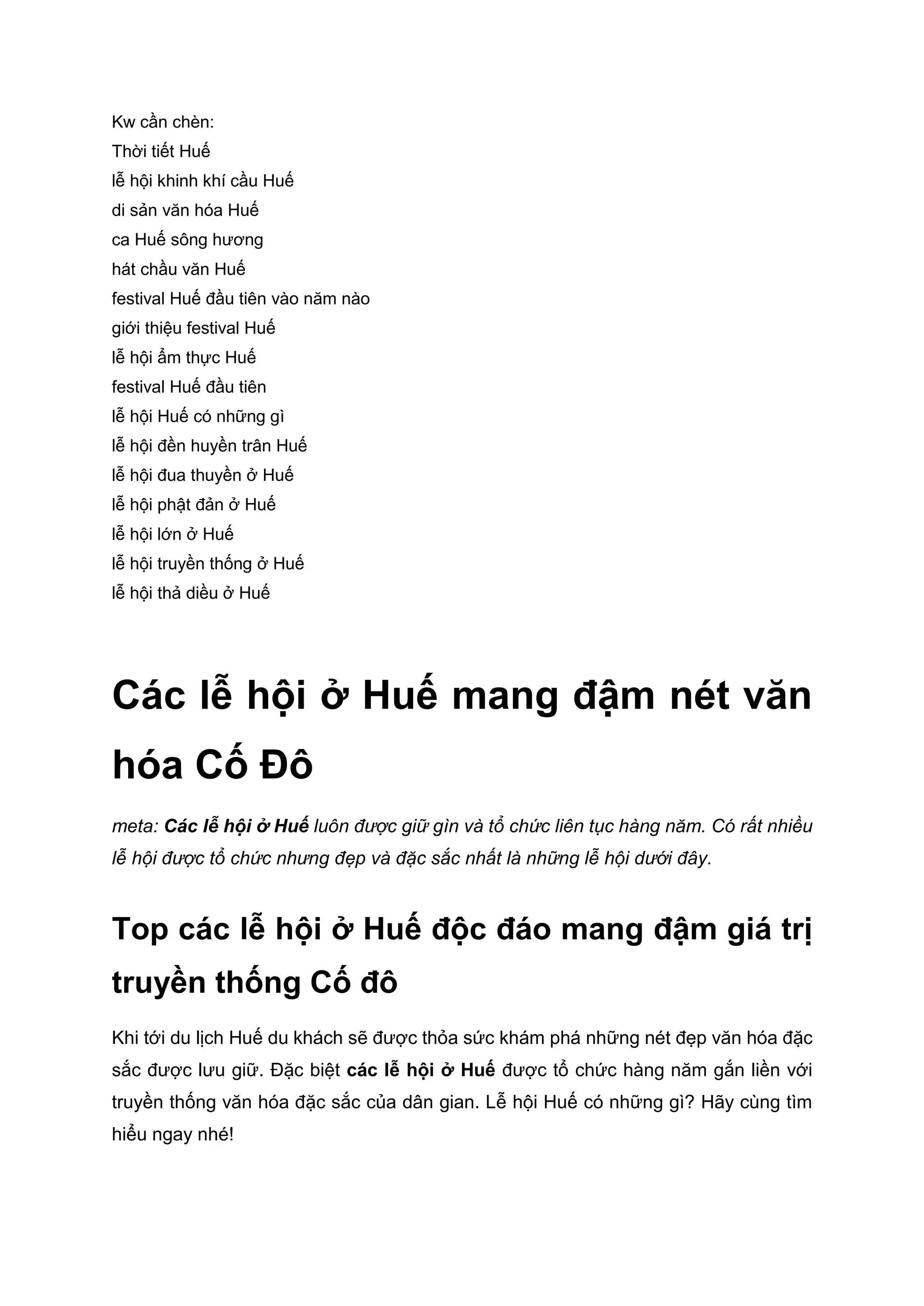 Các lễ hội ở Huế độc đáo mang đậm giá trị truyền thống Cố đô | PDF