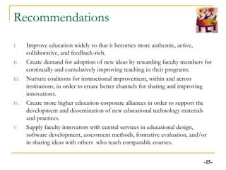 Disseminating Innovations: Lessons from the iCampus Study and Other ...