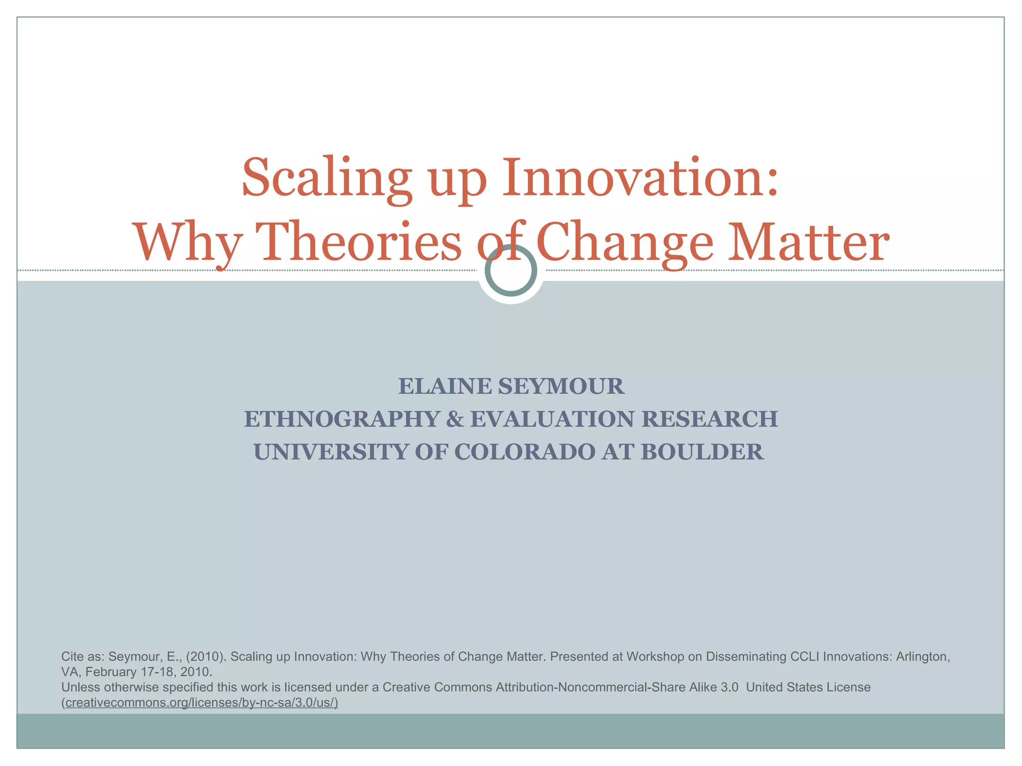 Scaling up Innovation: Why Theories of Change Matter | PPT