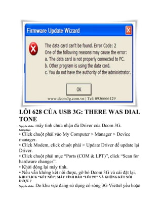 Các lỗi của usb | DOCX
