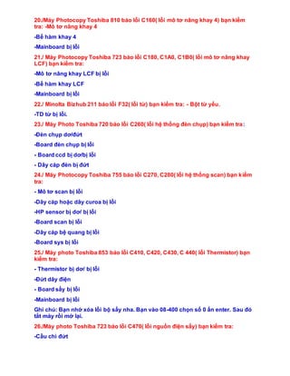 Các lỗi máy photo toshiba | DOCX