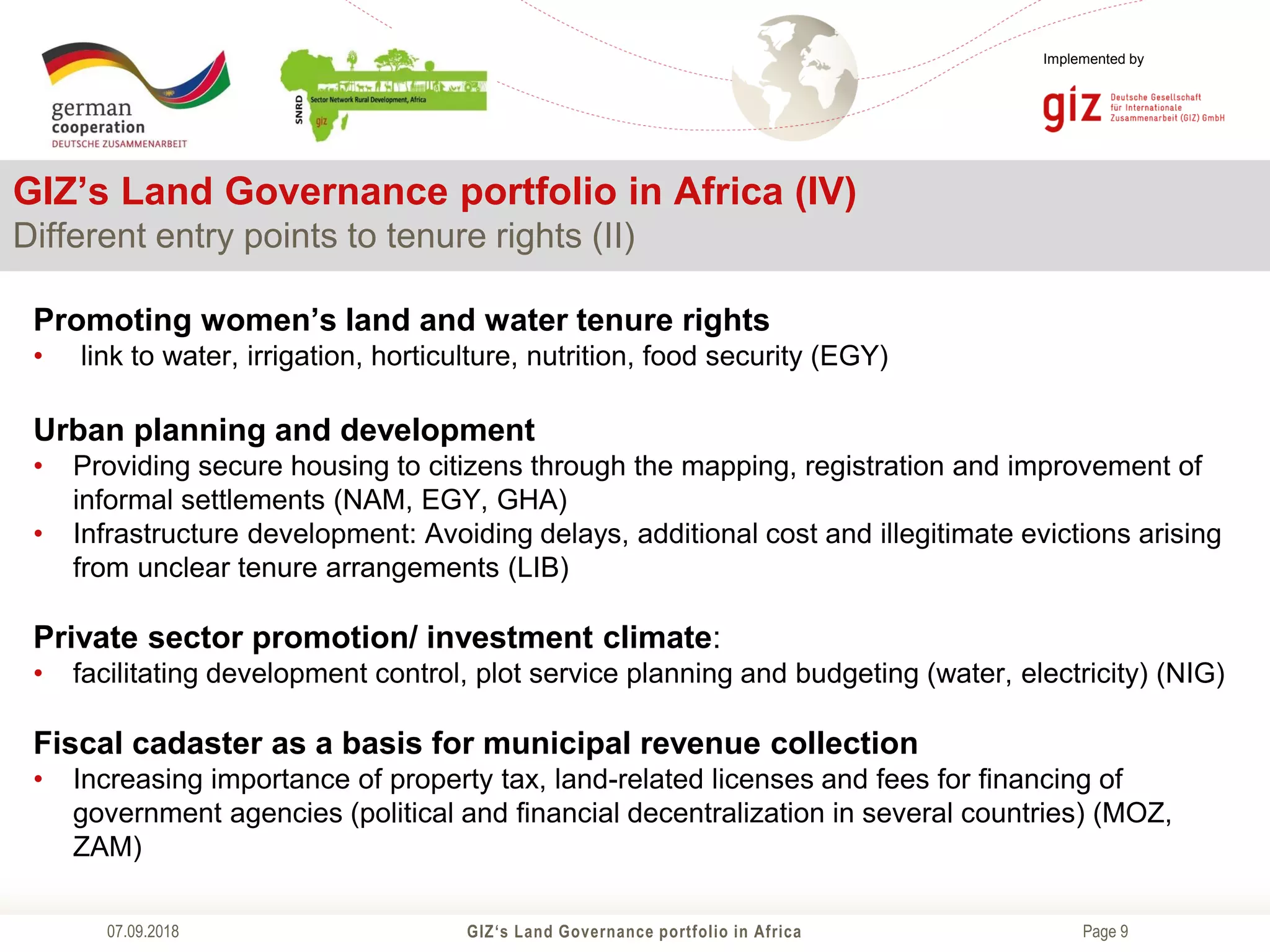 Land Governance in GIZ Projects in Africa | PPT
